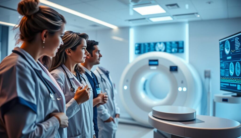 A modern medical setting showcasing advanced imaging technology ...