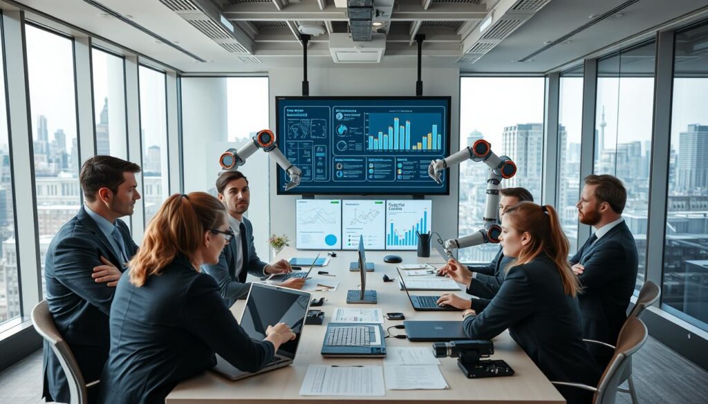 A modern office environment demonstrating the challenges of business ...